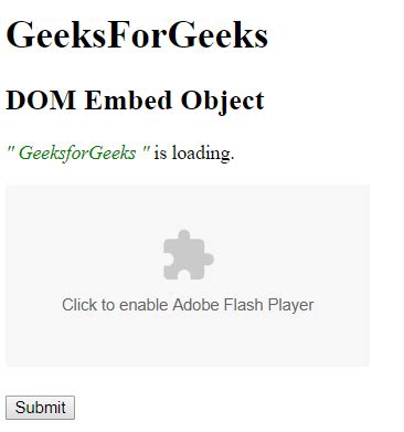 HTML DOM Embed Object GeeksforGeeks