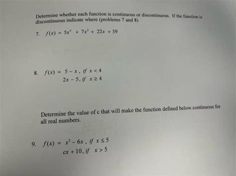 Solved Determine Whether Each Function Is Continuous Or