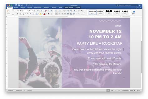 Microsoft Word Event Flyer Template Dance Vibecopax