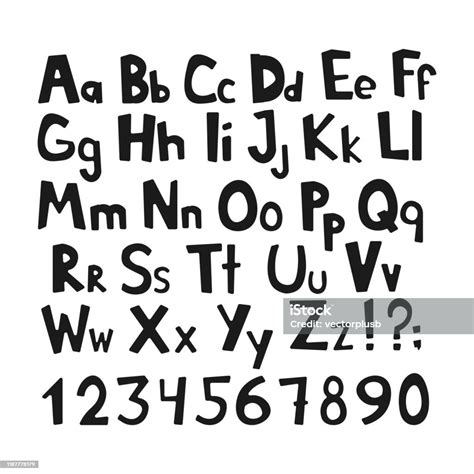 낙서 간단한 원시 아이 알파벳 벡터 손으로 그린 문자 요소 키즈 북 포스터 엽서 타이포그래피용 0명에 대한 스톡 벡터 아트 및 기타 이미지 Istock