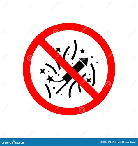 Ban On Fireworks Sign Fireworks Prohibited Firecracker Forbidden Vector Symbol No Rocket