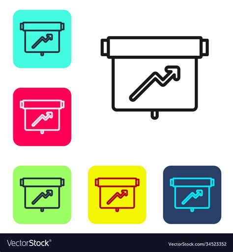 Black Line Board With Graph Chart Icon Isolated Vector Image