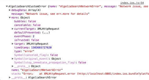 algoliasearchnetworkerror without more information is thrown when appid or apikey is wrong