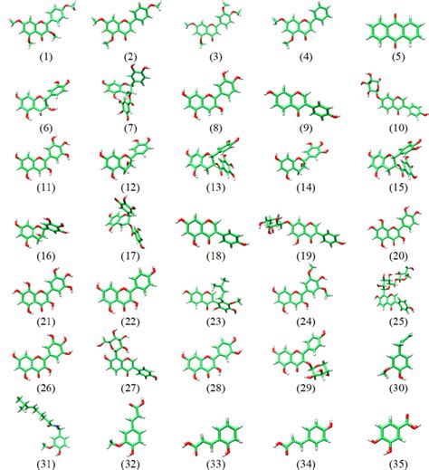 Structures Of Optimized Geometry Of 35 Compounds In Hf6 31g Level Of
