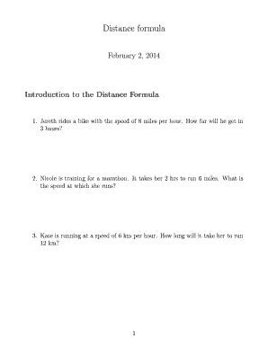 Fillable Online Introduction To The Distance Formula Fax Email Print PdfFiller