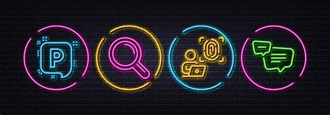 연구 컴퓨터 지문 및 주차 최소 라인 아이콘 웹 응용 프로그램의 경우 벡터 인쇄 겨냥에 대한 스톡 벡터 아트 및 기타 이미지