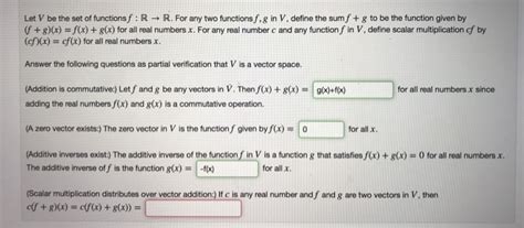 Solved Let V Be The Set Of Functionsf R → R For Any Two