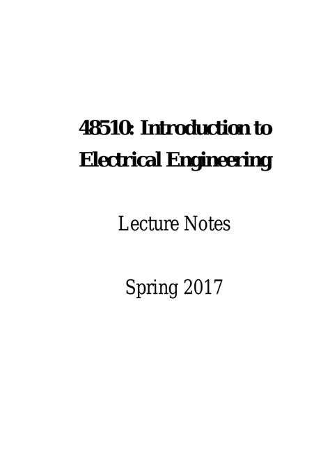 Introduction To Electrical Engineering Notes 48510 Introduction To