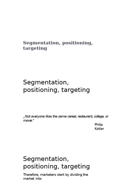 Segmentation Positioning Targeting Pdf Market Segmentation Marketing
