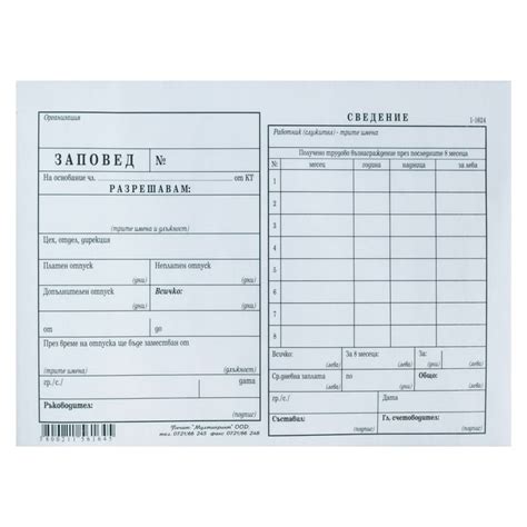 Заповед за отпуск химизирана 100 листа Usg