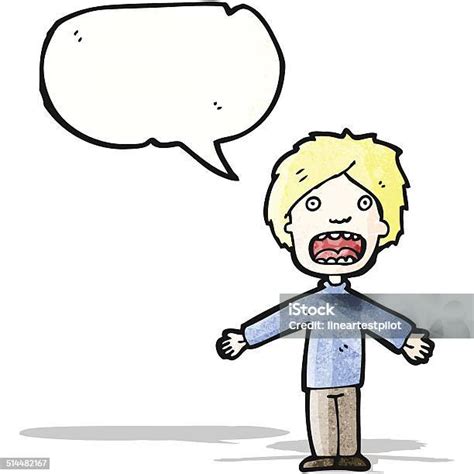 말풍선이 있는 놀란 남자아이 귀여운에 대한 스톡 벡터 아트 및 기타 이미지 귀여운 기이함 낙서 드로잉 Istock