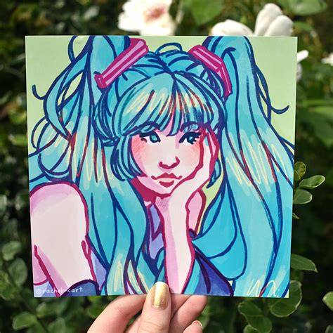 Hatsune Miku Square Print Vocaloid Etsy