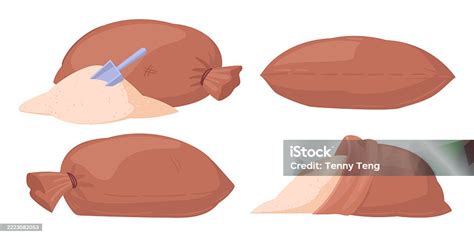 설탕 봉지 농업 달콤한 설탕 패키지 사탕 수수 제품 섬유 굵은 베 가방 편평한 벡터 일러스트 세트 흰색에 사탕 수수 생산 가방 가득 찬에 대한 스톡 벡터 아트 및 기타