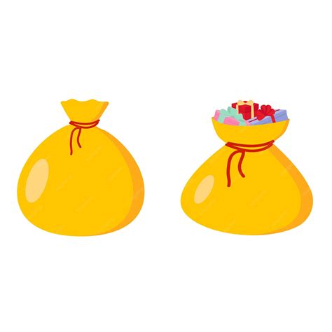 Premium Vector Yellow Sack Of Santa Claus With Presents Vector