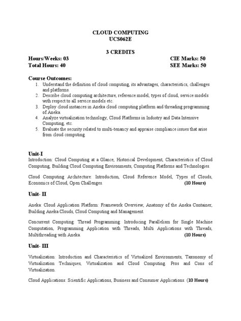 Be 8th Semester Cloud Computing Syllabus Pdf Cloud Computing