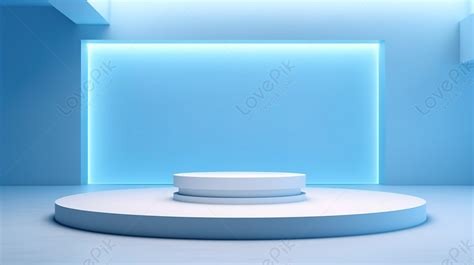 놀라운 3d 렌더링 연한 파란색 제품 무대 쇼케이스 받침대 디스플레이 및 빈 스튜디오 배경막을 갖춘 현대 미술실 레이스 배경 3d 침대 배경 제품 디스플레이 배경