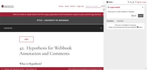 Hypothesis For Webbook Annotation And Comments University Of Arkansas Oer Style Guide