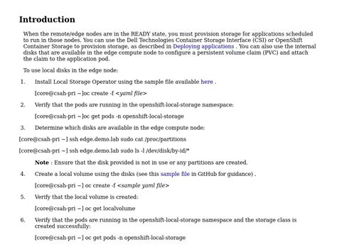 provisioning local storage for the remote edge compute node