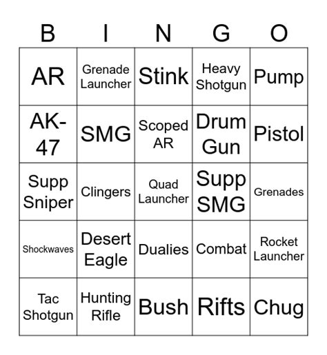 Fortnite Bingo Card