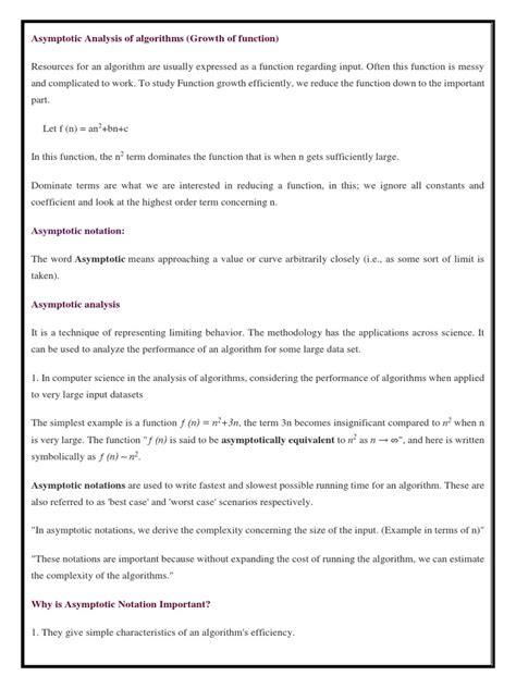 asymptotic analysis of algorithms growth of function download free pdf time complexity