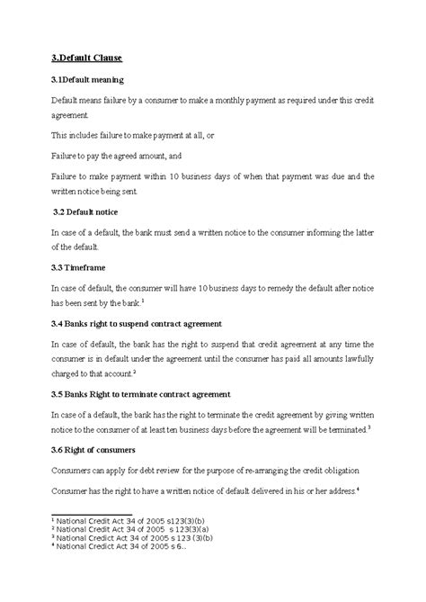 Ctl Default Clause Ff Assignment Overview And Consumer Rights Studocu