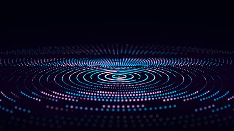 추상 기술 파란색 원 물결입니다 색상 입자의 흐름 빅 데이터 전송 시각화 3d 렌더링 가리키기에 대한 스톡 벡터 아트 및 기타 이미지 Istock