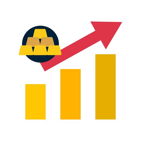 Gold Price Increase Gold Bars And Increasing Bar Graph Icon Vector