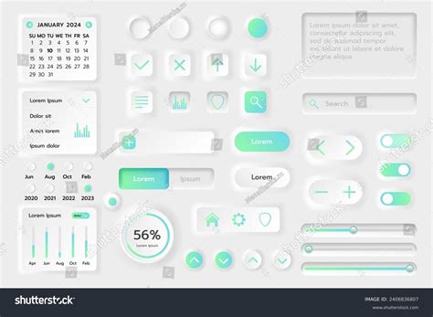 Ui Button Kit Neomorphic App Isolated Stock Vector Royalty Free 2406836807 Shutterstock