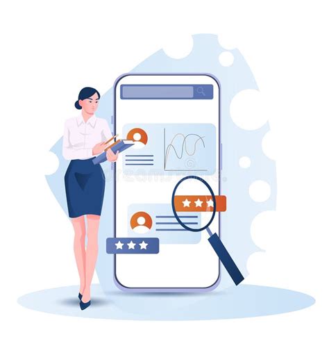 Businesswoman Analyzing Mobile Data App Vector Illustration Stock Illustration Illustration