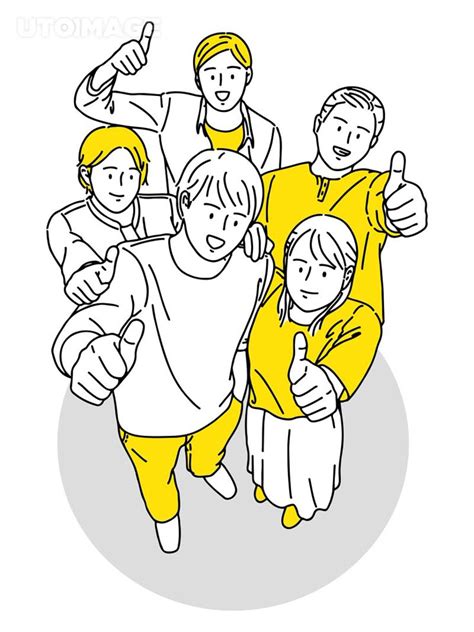 엄지척 응원합니다 그림드림 일러스트 엄지 덕분에 응원 사람들 격려 짱 최고 남자 여자 비즈니스 비즈니스맨 회사원 그룹 캐릭터 귀여운 손그림