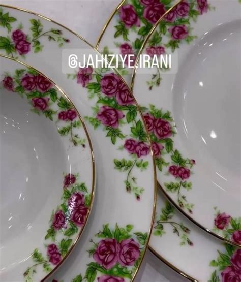 سرویس چینی 28 پارچه غذاخوری چینی زرین ایران سری ایتالیا اف مدل بیدگل