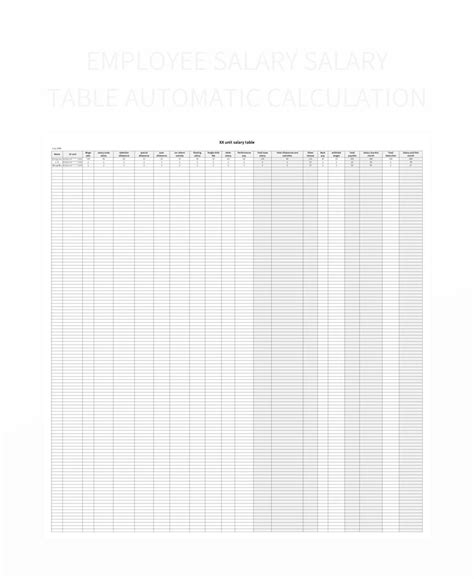 Employee Salary Salary Table Automatic Calculation Excel Template And