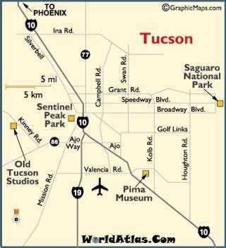 Tucson Map Tucson Attractions Saguaro National Park Old Tucson