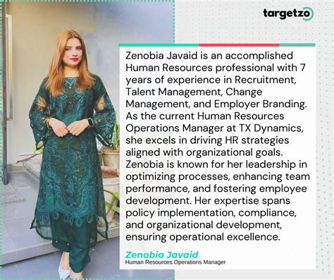 Targetzo On Linkedin Zenobia Javaid Is Currently The Human Resources Operations Manager At Tx