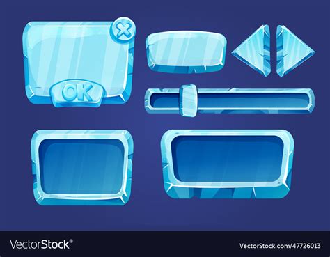Set Game Menu Assets Ice Buttons Interface Vector Image