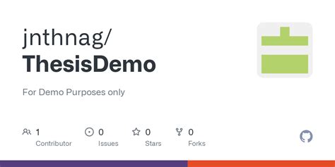 Github Jnthnag Thesisdemo For Demo Purposes Only