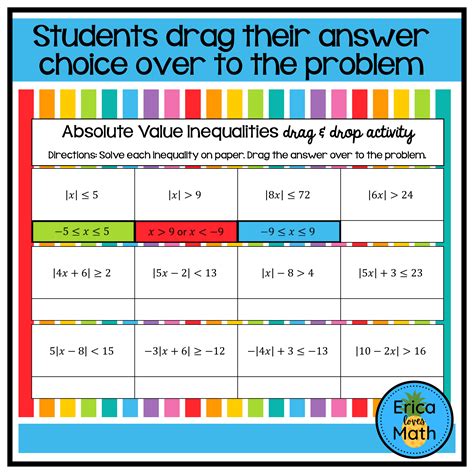 solving absolute value inequalities digital drag and drop activity made