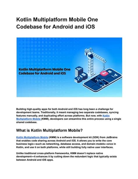 Kotlin Multiplatform Mobile One Codebase For Android And Ios 1pdf