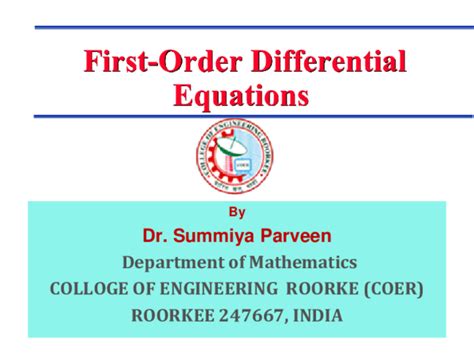 Ppt First Order Differential Equations Ppt