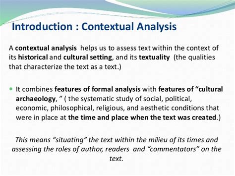 context introduction to contextual analysis