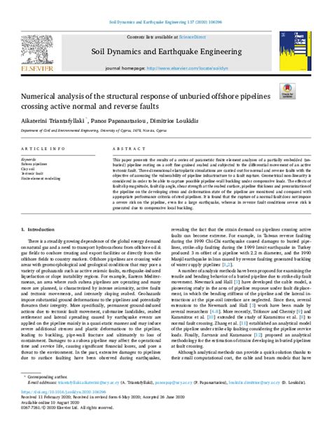 Pdf Numerical Analysis Of The Structural Response Of Unburied Offshore Pipelines Crossing