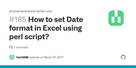 how to set date format in excel using perl script · issue 185 · jmcnamara excel writer xlsx