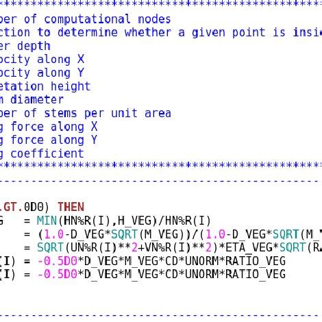 Sketch Of Fortran Code Used To Calculate The Drag Force Dragfo F