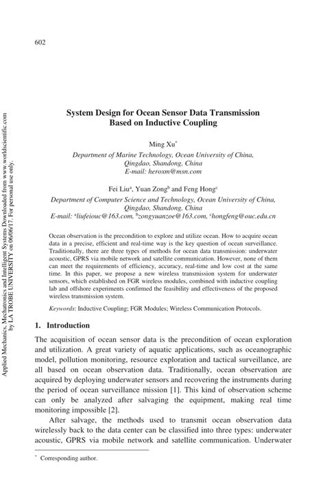 pdf system design for ocean sensor data transmission based on inductive coupling