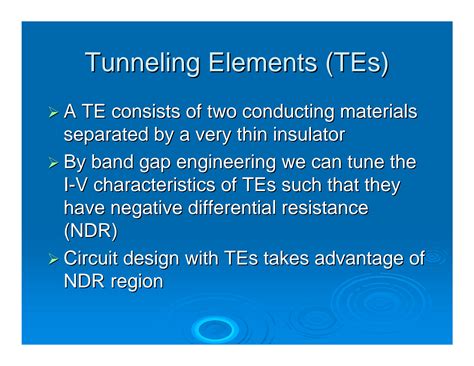 Solution Nanoelectronics With Tunneling Devices Tunnel Effect And Solution Nanoelectronics With Tunneling Devices Tunnel Effect And