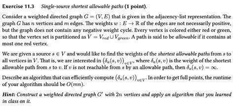 Solved Exercise Single Source Shortest Allowable Paths Chegg
