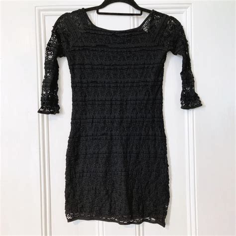 Black Lace Bodycon Dress Long Sleeve Mini Dress With Depop