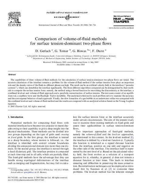 Pdf Comparison Of Volume Of Fluid Methods For Surface Tension Dominant Two Phase Flows