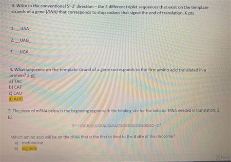 Solved Directions For 1 Transcribe And Then Translate Dna