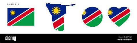Namibia Flag Icon Set Namibian Pennant In Official Colors And